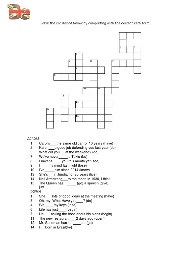 Crossword-Present-Perfect-And-Past-Simple 1 | PDF