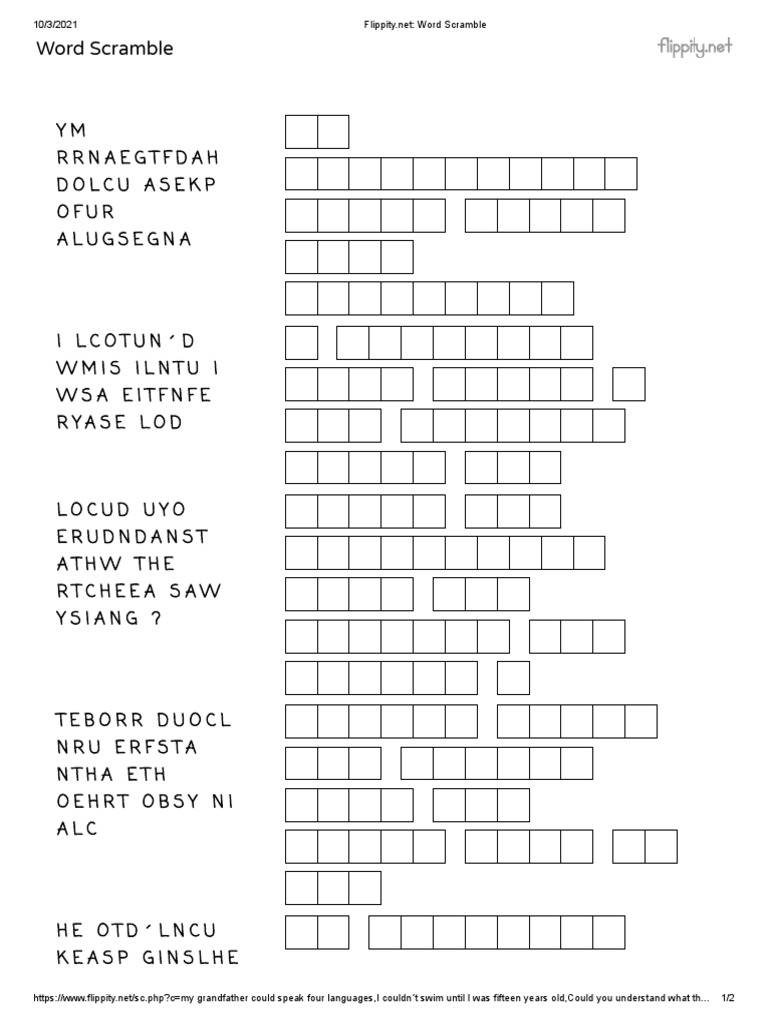 Word Scramble | PDF | Language Arts & Discipline