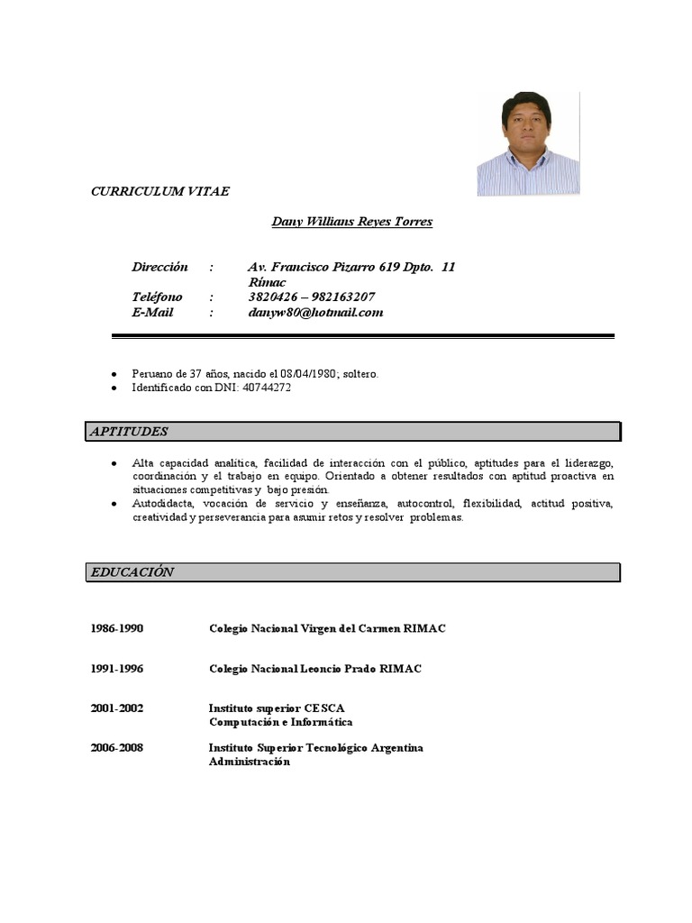 CV Dany Reyes 1 | PDF | Business