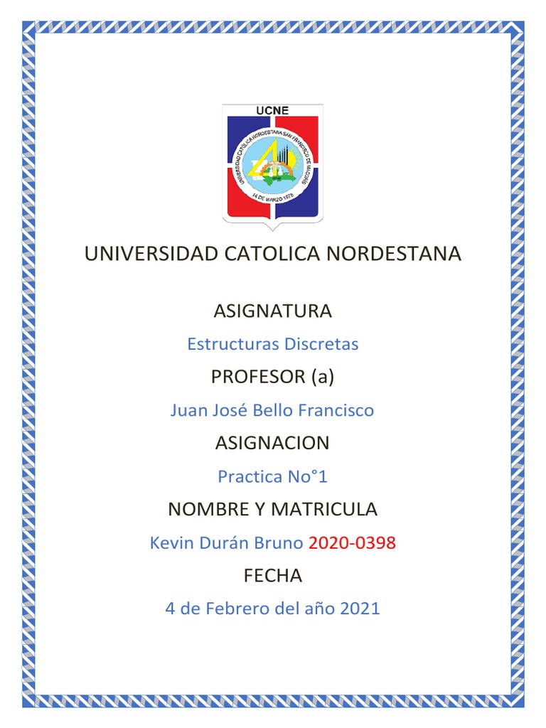 Práctica de Estructuras Discretas | PDF | Matriz (Matemáticas ...