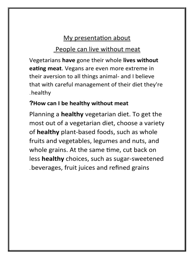 People Can Live Without Eat Meat1 | PDF | Wellness | Lifestyle