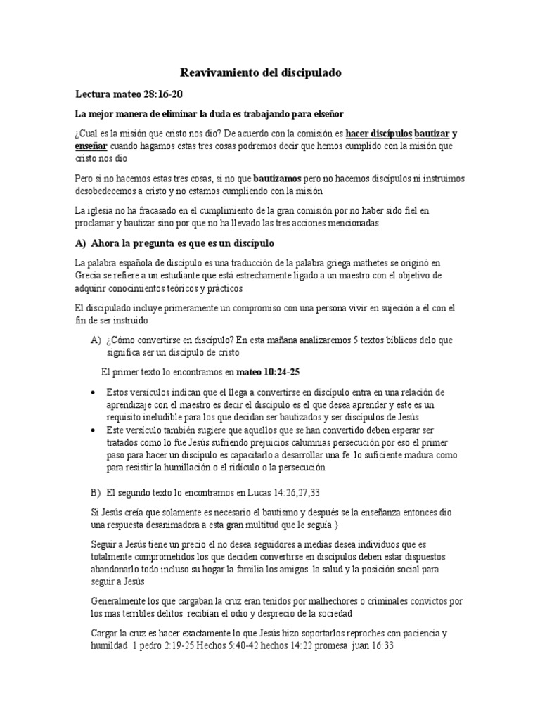Reavivamiento Del Discipulado | PDF | Cristo (título) | Evangelio de Mateo