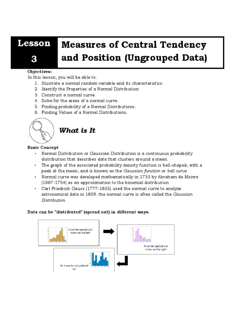 Measures of Central Tendency and Position (Ungrouped Data) : Lesson 3 ...