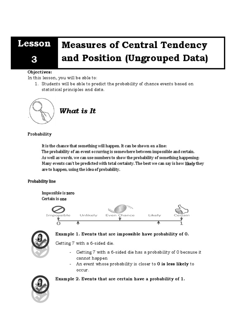 Measures of Central Tendency and Position (Ungrouped Data) : Lesson 3 ...