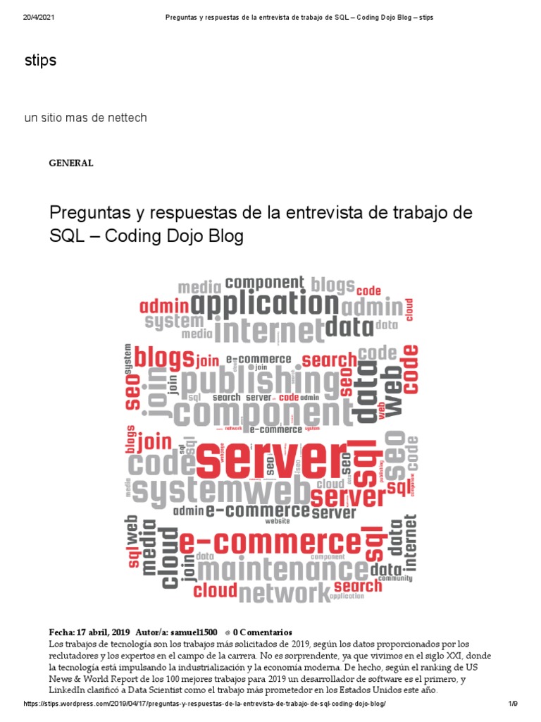 Preguntas y Respuestas de La Entrevista de Trabajo de SQL - Coding Dojo ...