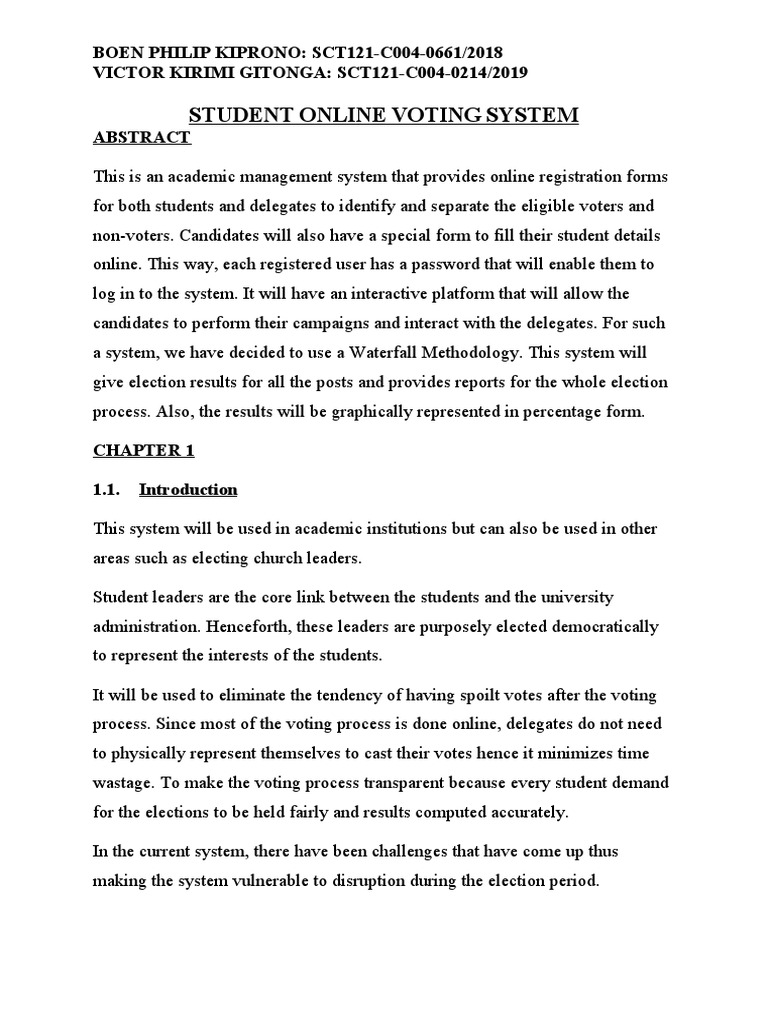 Student Online Voting System | PDF | System | Voting