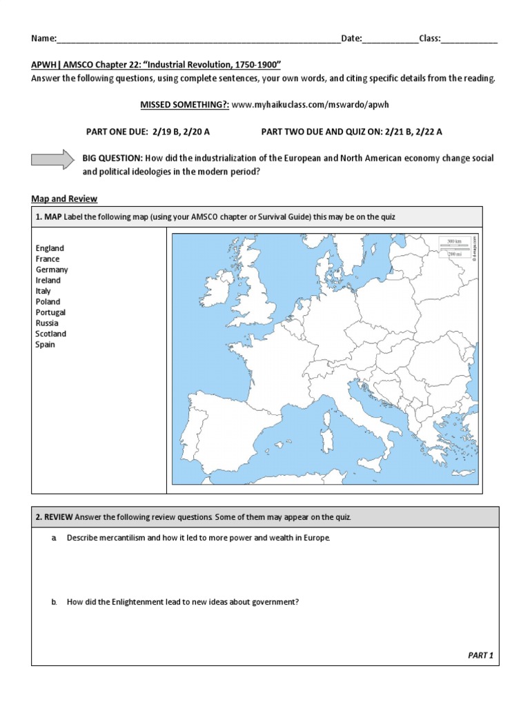 Amsco - Ch. 22 - Industrial Revolution - Questions. | PDF | Industrial ...