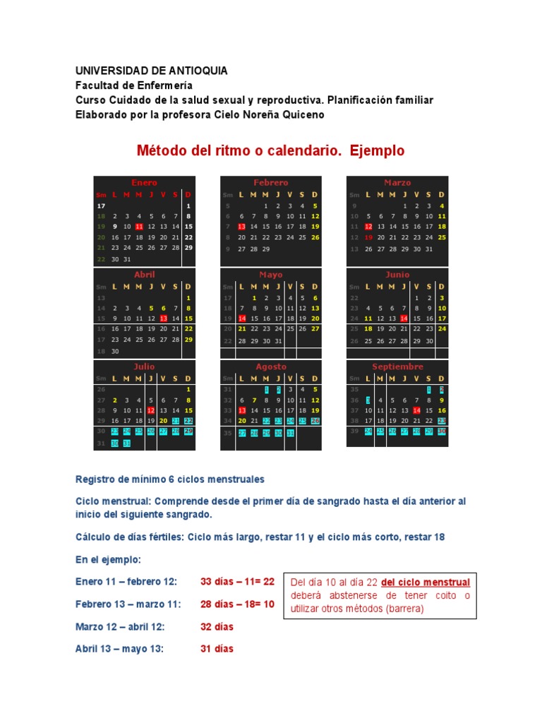 Metodo Del Ritmo o Calendario | PDF | Medicamentos con receta ...