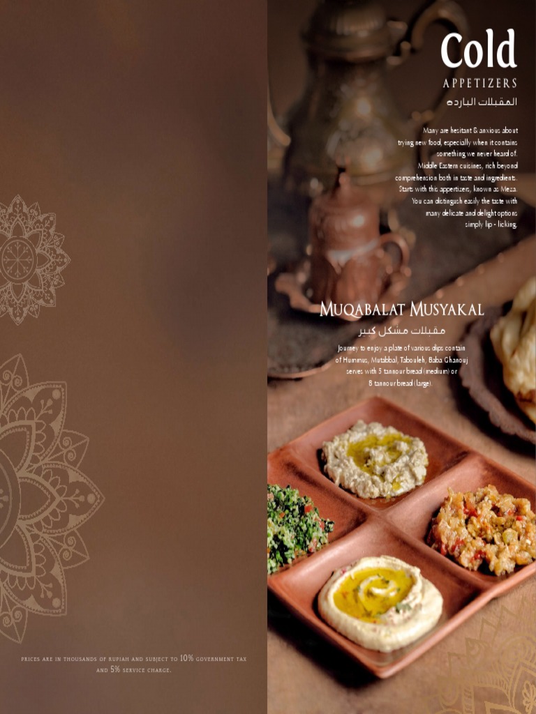 Middle Eastern Appetizers Menu | PDF | Middle Eastern Cuisine | Kebab