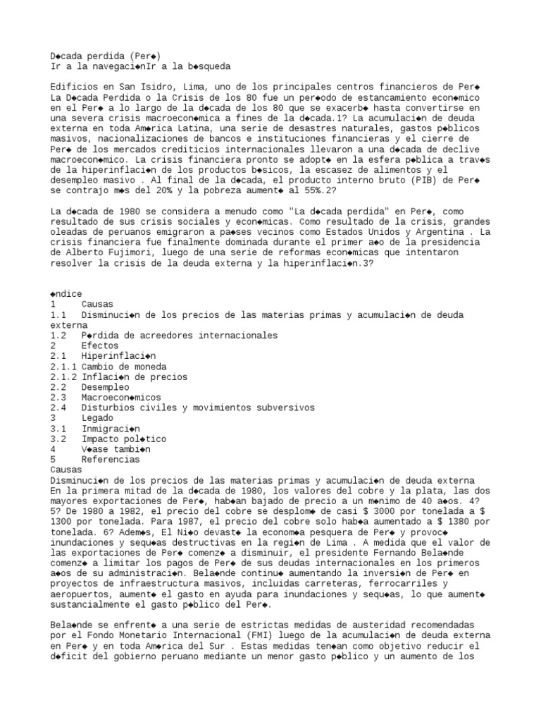La Década Perdida en Perú: Crisis y Efectos | PDF | Economias | Business