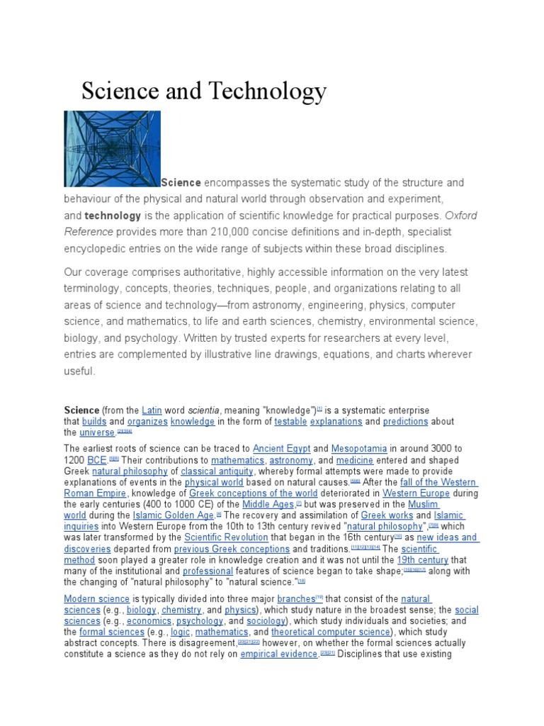 Science and Technology | PDF | Science | Science And Technology