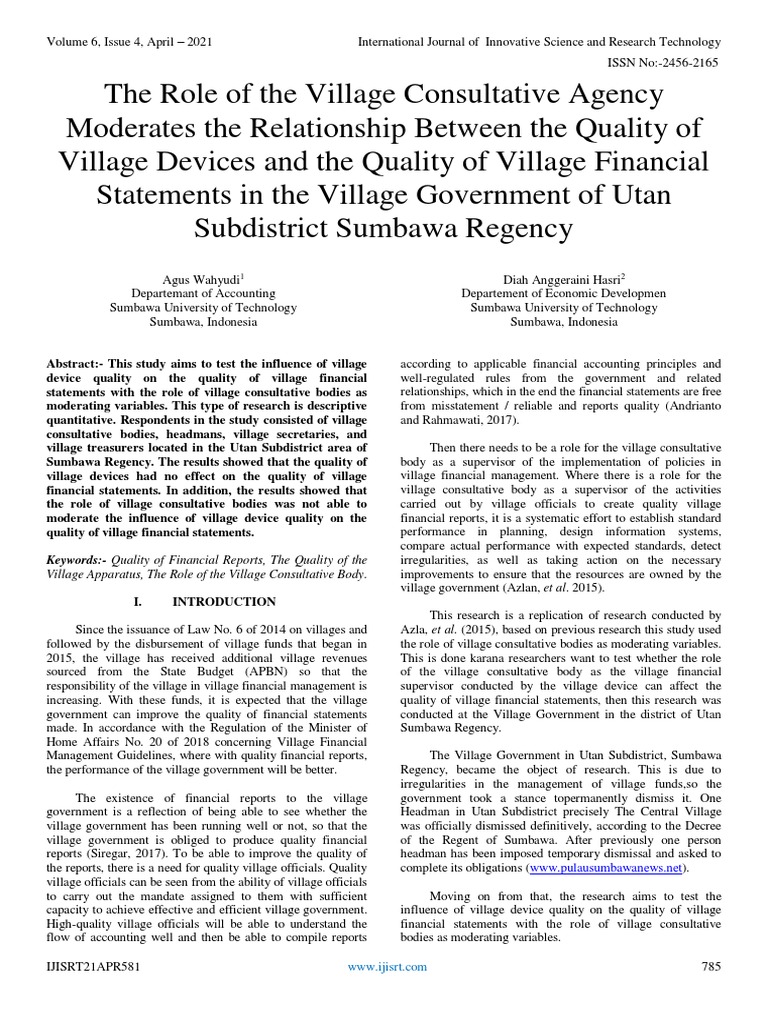 Keywords:-Quality of Financial Reports, The Quality of The | PDF ...