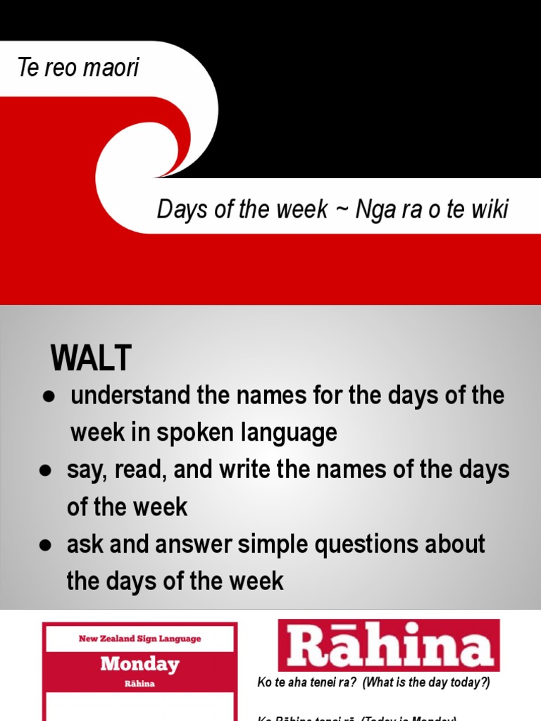 Master - Te Reo Maori Days of The Week | PDF | Language Arts & Discipline