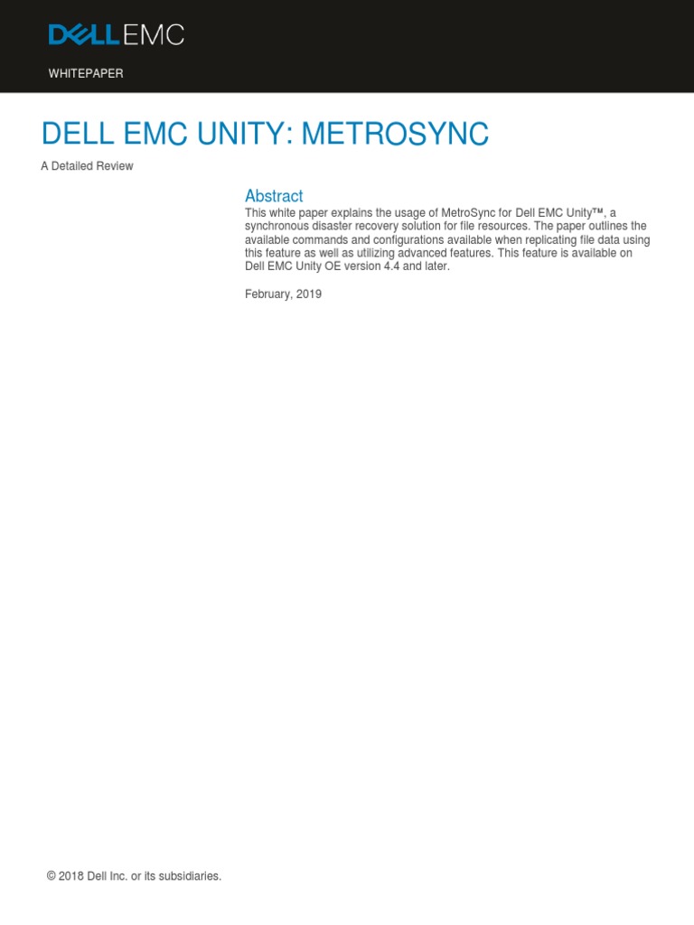 H17216-Dell Emc Unity-Metrosync | PDF | Replication (Computing) | File System