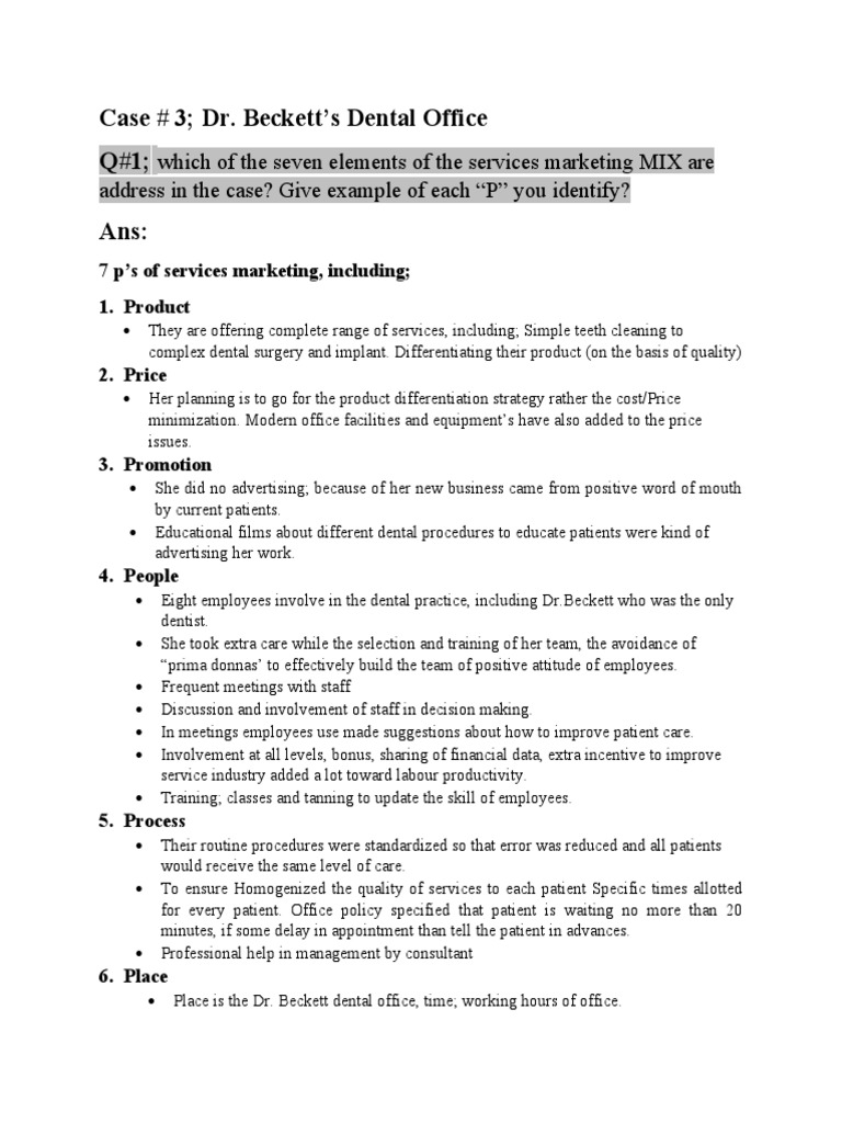 CASE 3 (Dr. Beckett's Dental Office) | PDF | Patient | Dentistry