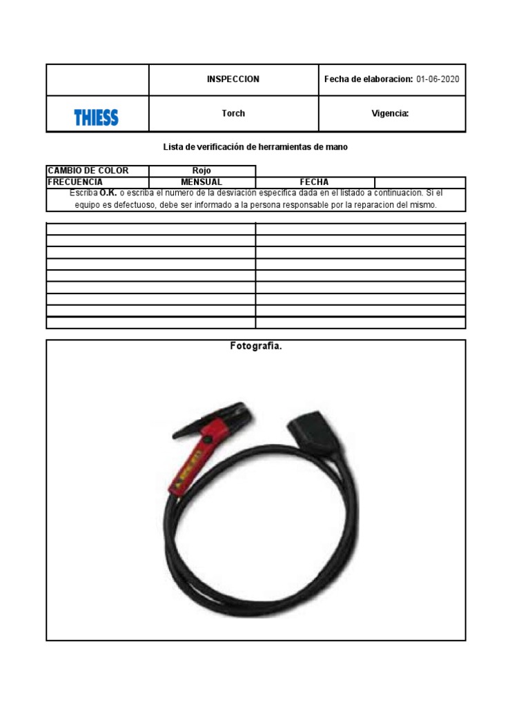 Check List Equipo Torchar | PDF