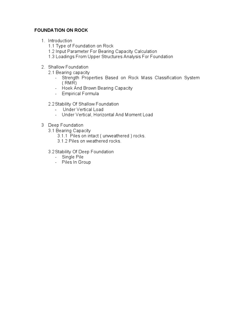 Foundation On Rock | PDF | Deep Foundation | Foundation (Engineering)