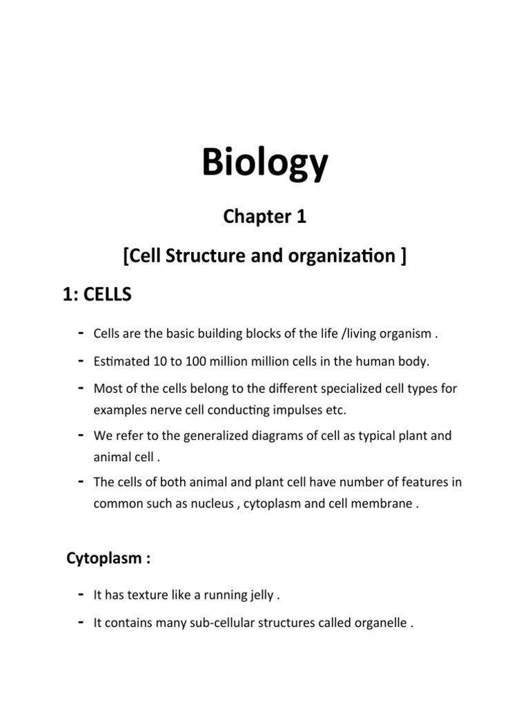 Biology: (Cell Structure and Organization) 1: Cells | PDF | Cell ...