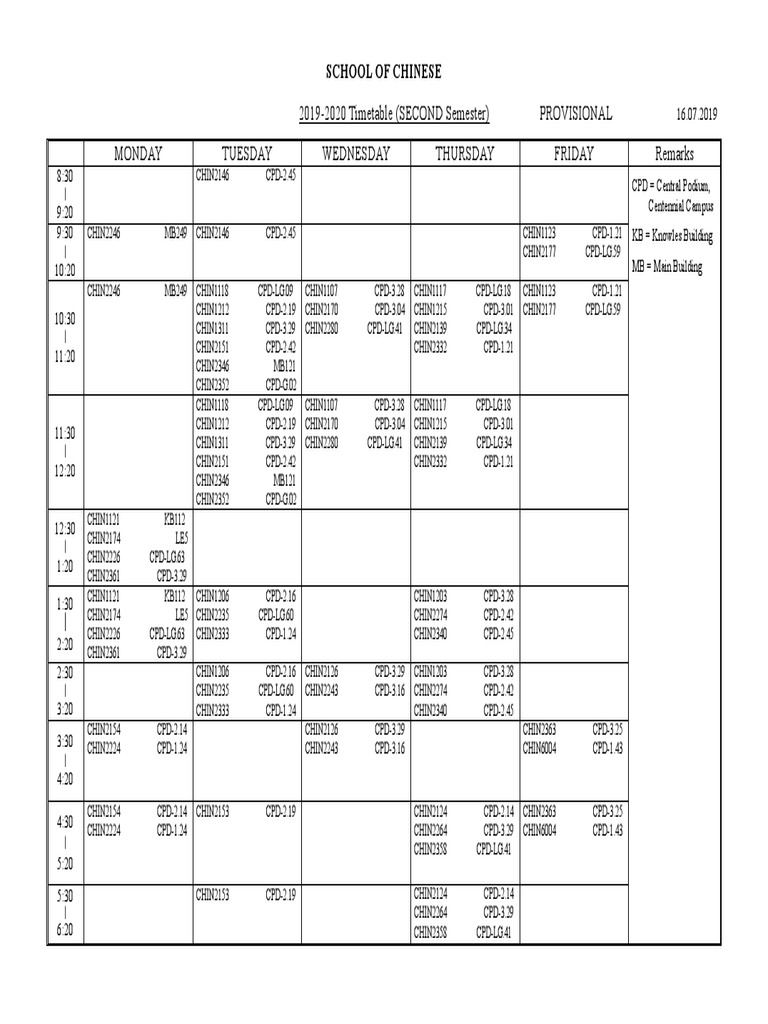Ba Timetable 2nd | PDF