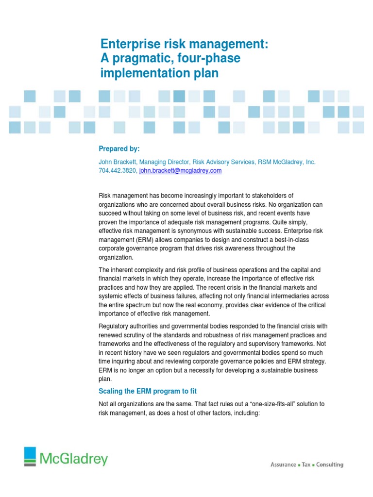 Enterprise Risk Management - A Pragmatic Four-Phase Implementation Plan ...