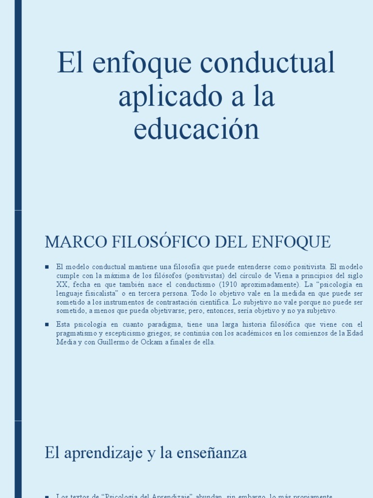 El Enfoque Conductual Aplicado A La Educación | PDF | Aprendizaje ...