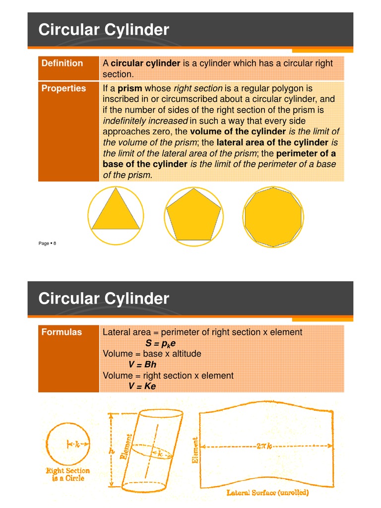 V BH (Circular & Right Circular Cylinders) ER1 | PDF | Area | Euclidean ...