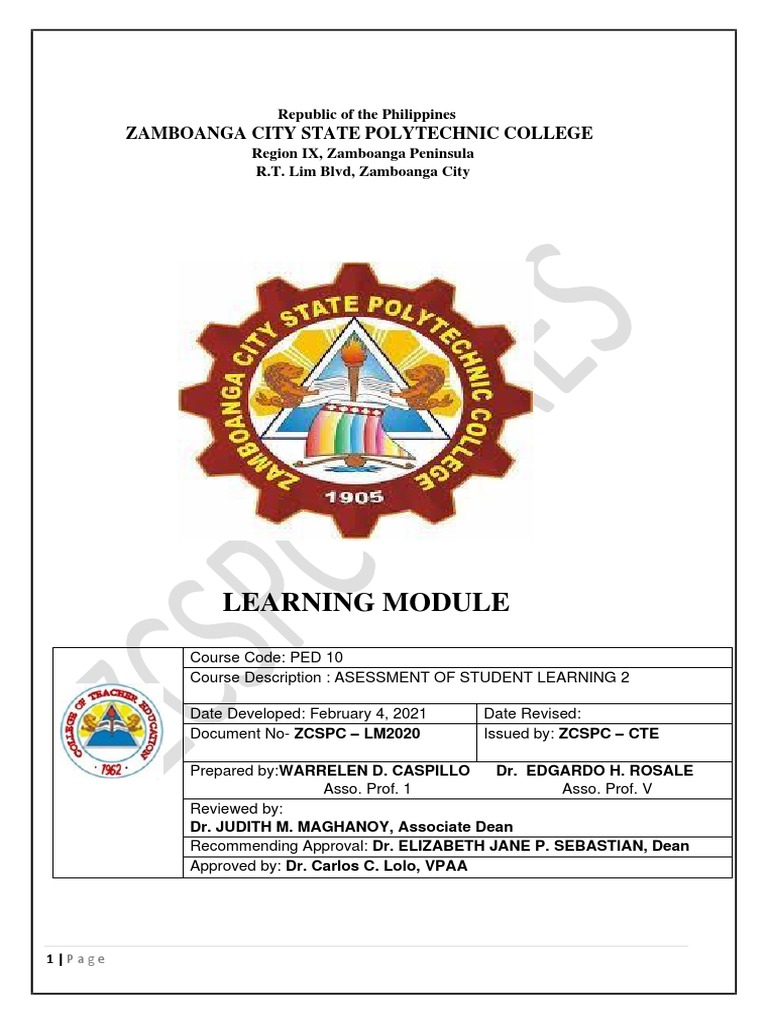 Assessment of Learning 2 Module Final Draft | PDF | Educational ...