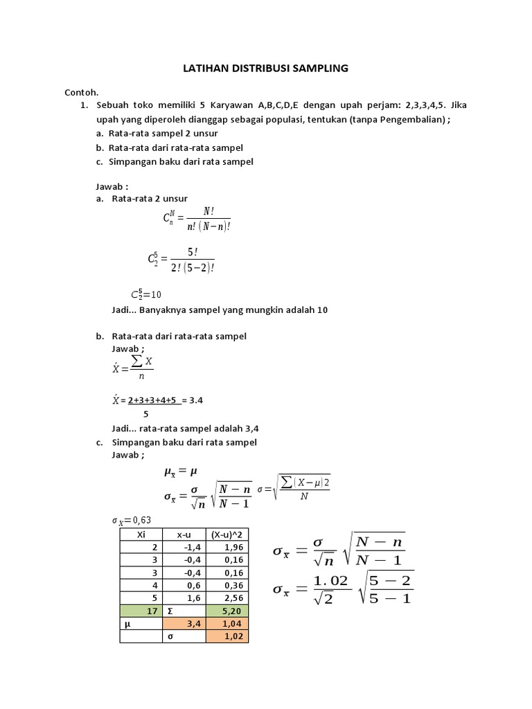 Contoh Soal Distribusi Sampling | PDF | Metode & Bahan Ajar