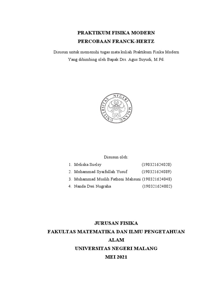 Kelompok 4 Frank Hertz | PDF | Sains & Matematika