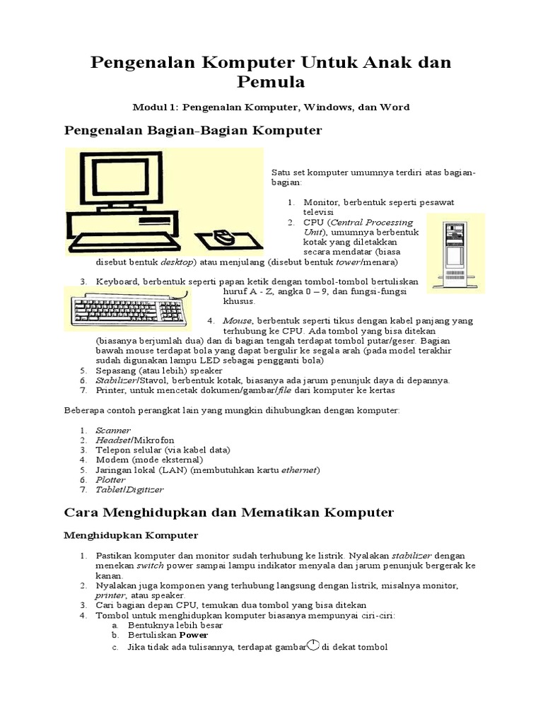 Pengenalan Komputer Untuk Anak Dan Pemula | PDF | Komputer
