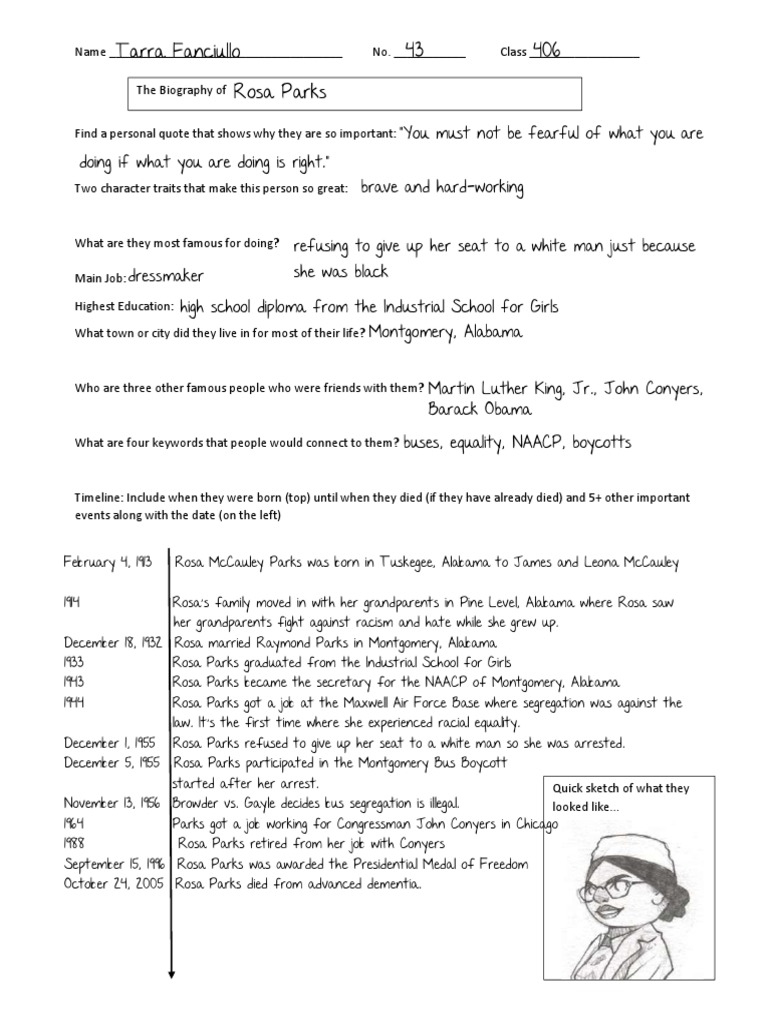 Biography Graphic Organizer | PDF | Rosa Parks | Politics Of The United ...