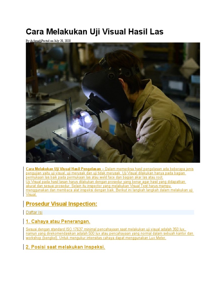 Cara Melakukan Uji Visual Hasil Las | PDF