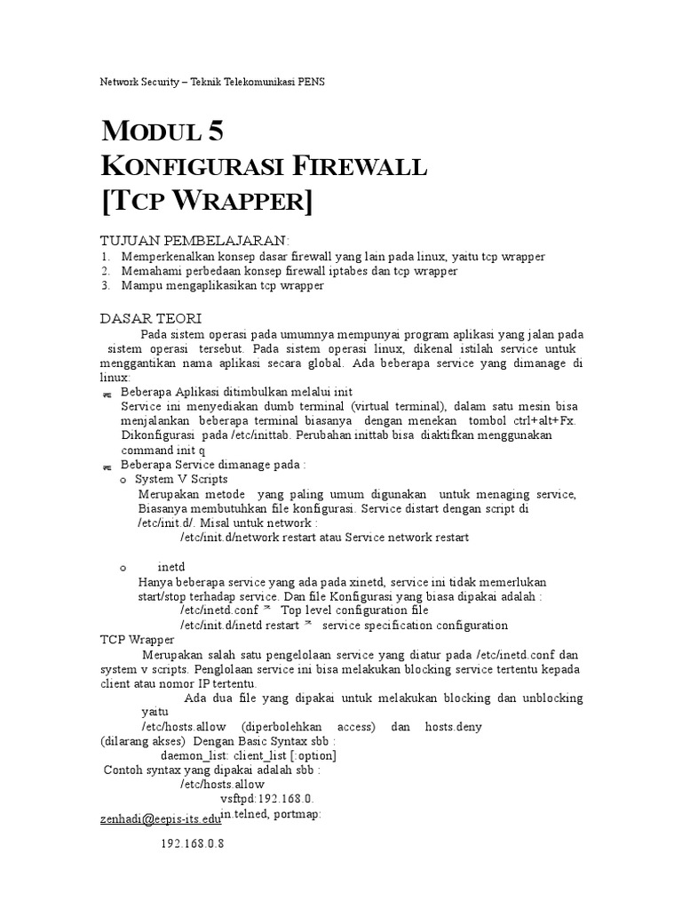 Prakt5 Firewall (TCPWrapper) | PDF