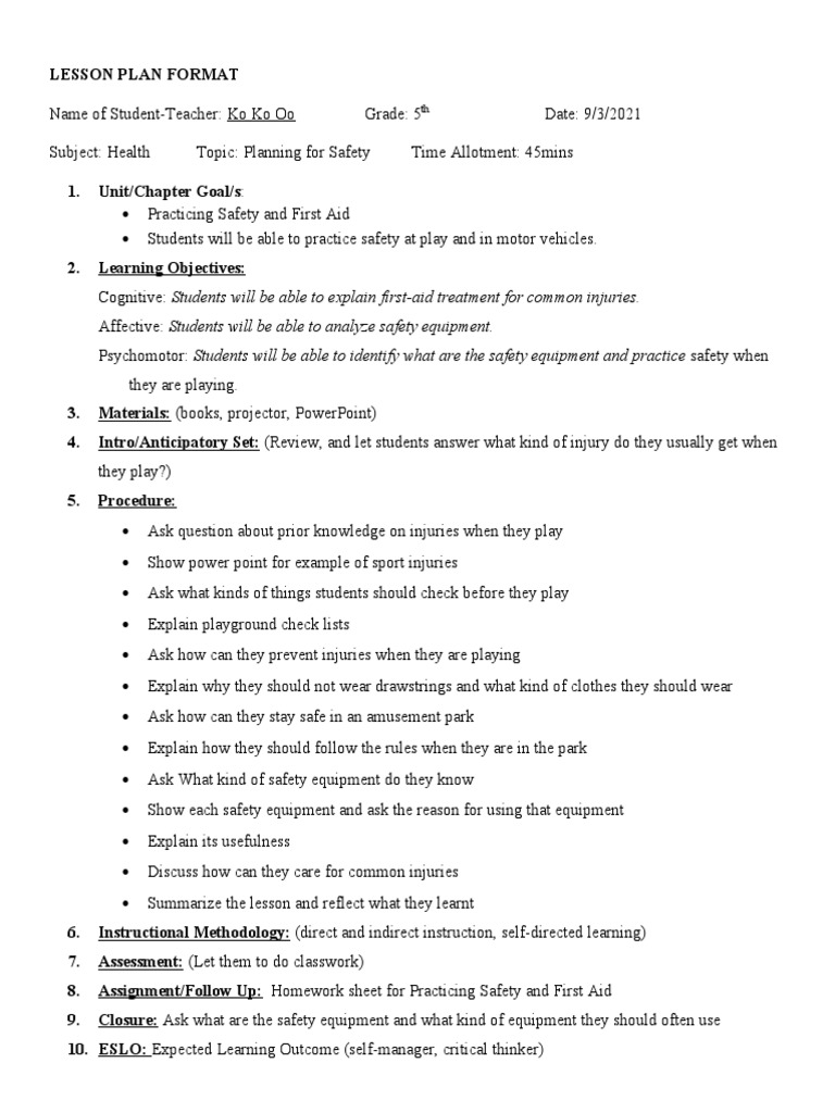 Lesson Plan For Health Lesson 2 | PDF | Career & Growth | Science ...