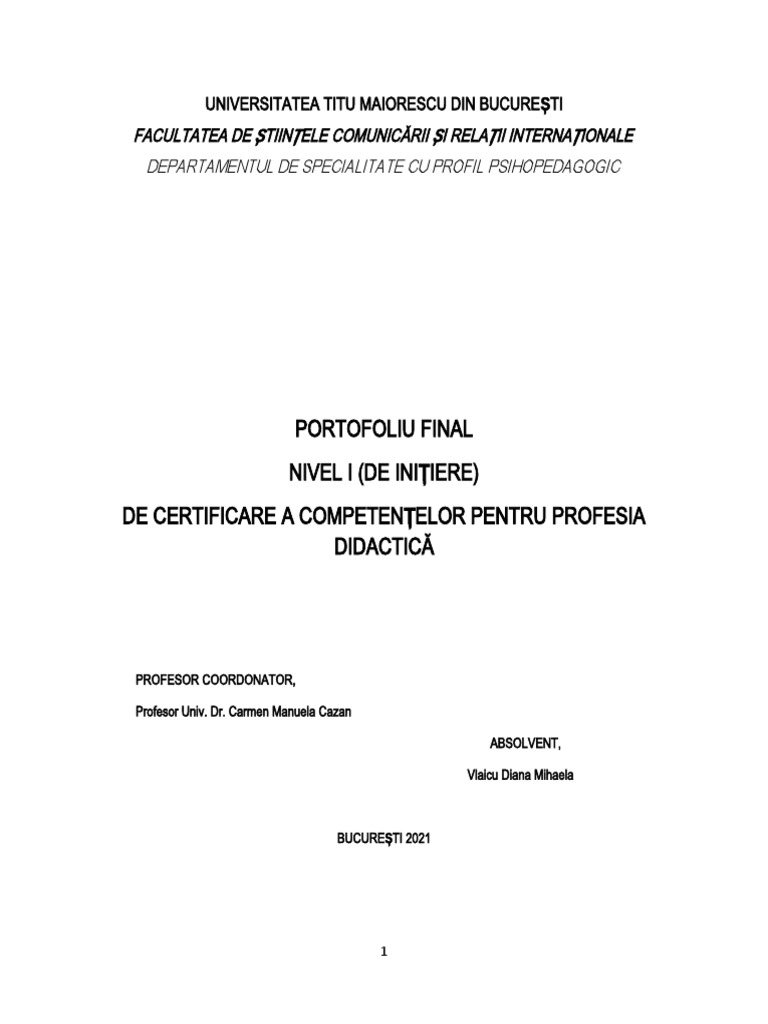 Portofoliu Vlaicu Diana Mihaela Refacut | PDF