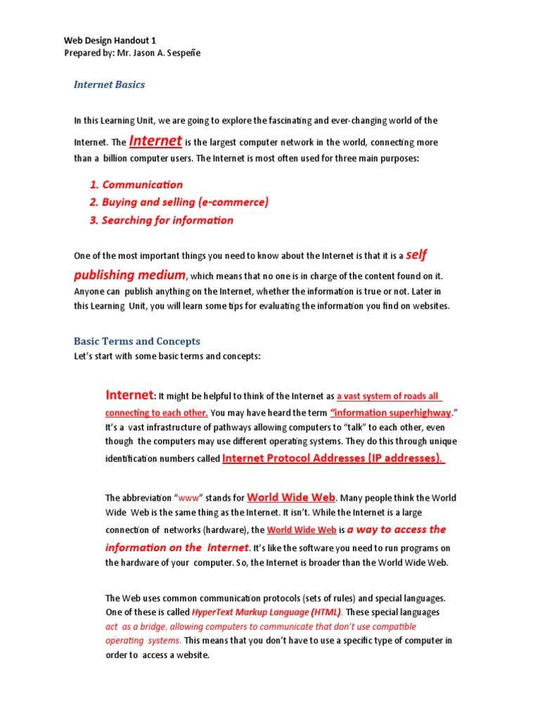 Handout 1 | PDF | Internet | Internet Access