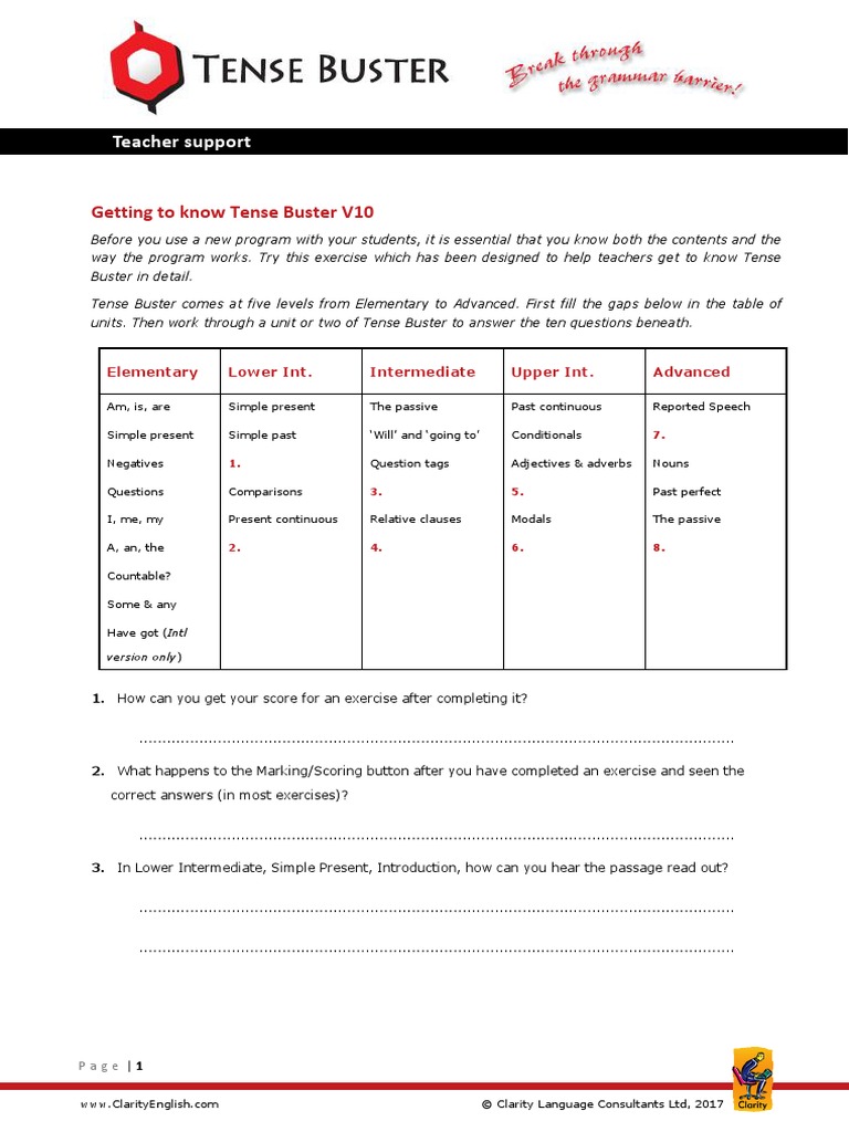 SET CLARITY Tense Buster V10 Getting To Know The Program 2017 | PDF ...