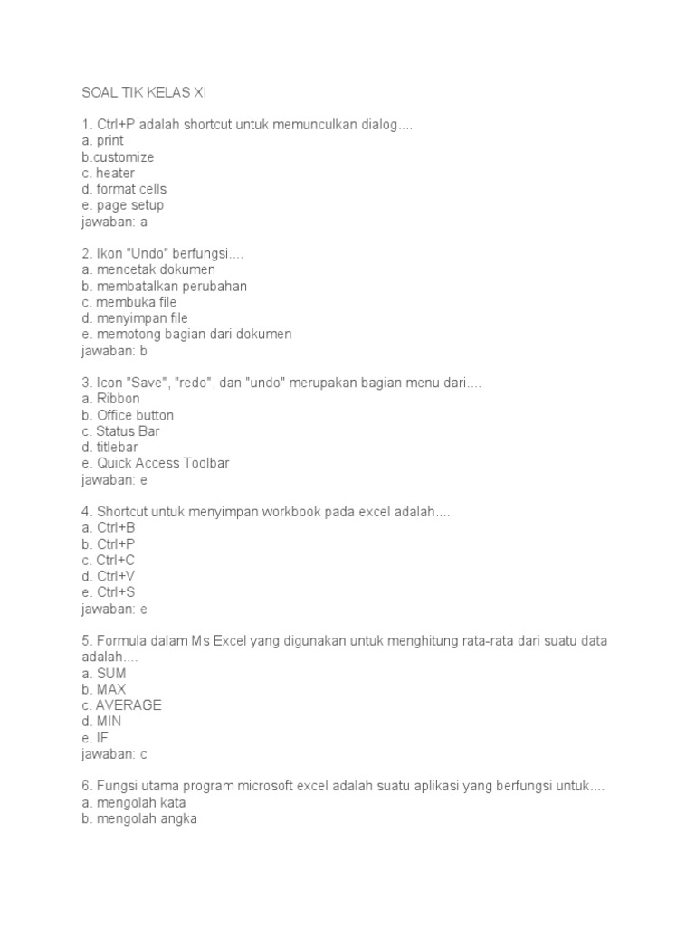 Soal Tik Kelas Xi | PDF