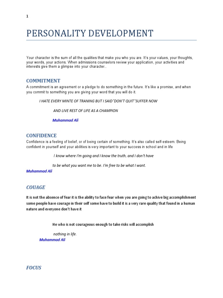 Personality Development | PDF | Courage | Human Nature