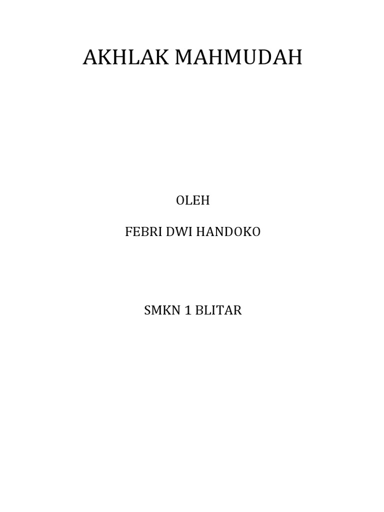 Akhlak Mahmudah | PDF