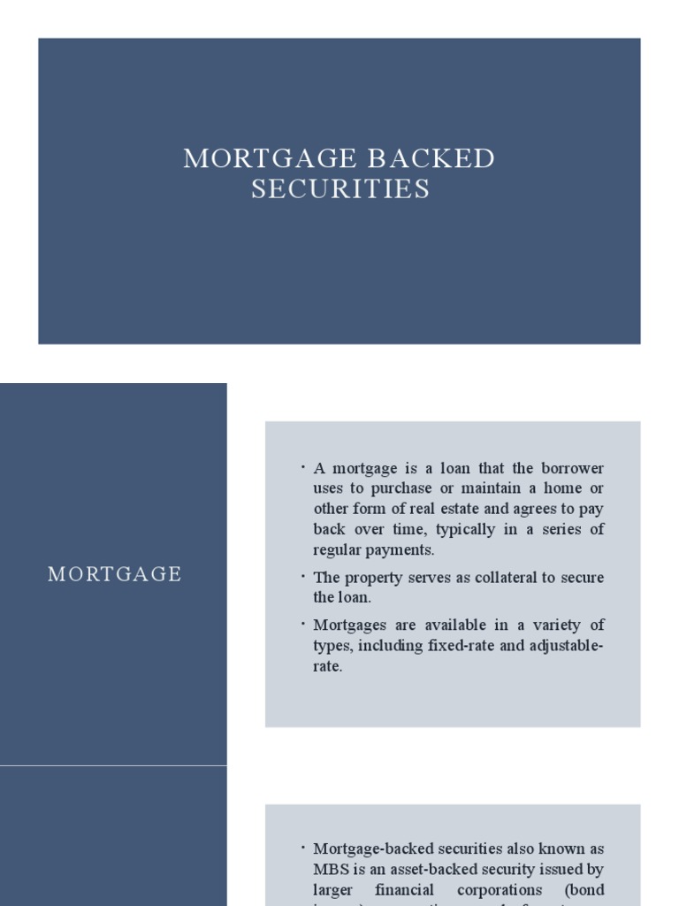 Mortgage Backed Securities | PDF | Mortgage Backed Security ...