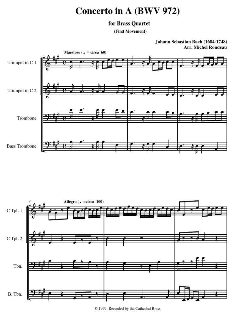 Bach - 2 Trumpet and 2 Trombone | PDF | Johann Sebastian Bach | Familia de Bach