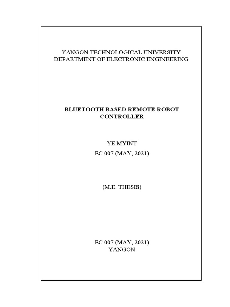 Yangon Technological University Department of Electronic Engineering ...