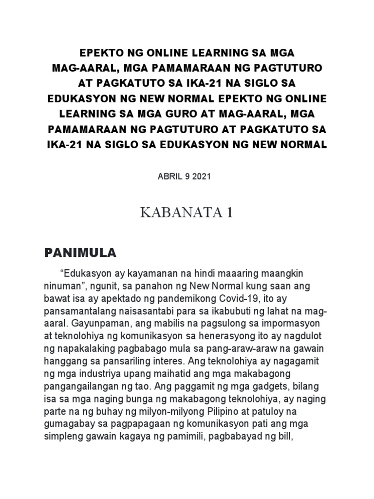 Pagbasa at Pananaliksik (Kabanata I) | PDF