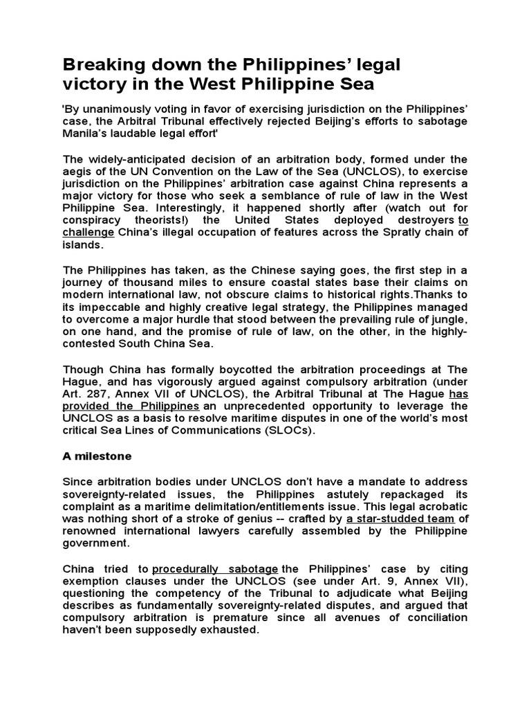 Breaking Down The Philippines's Legal Victory in The West Philippine ...