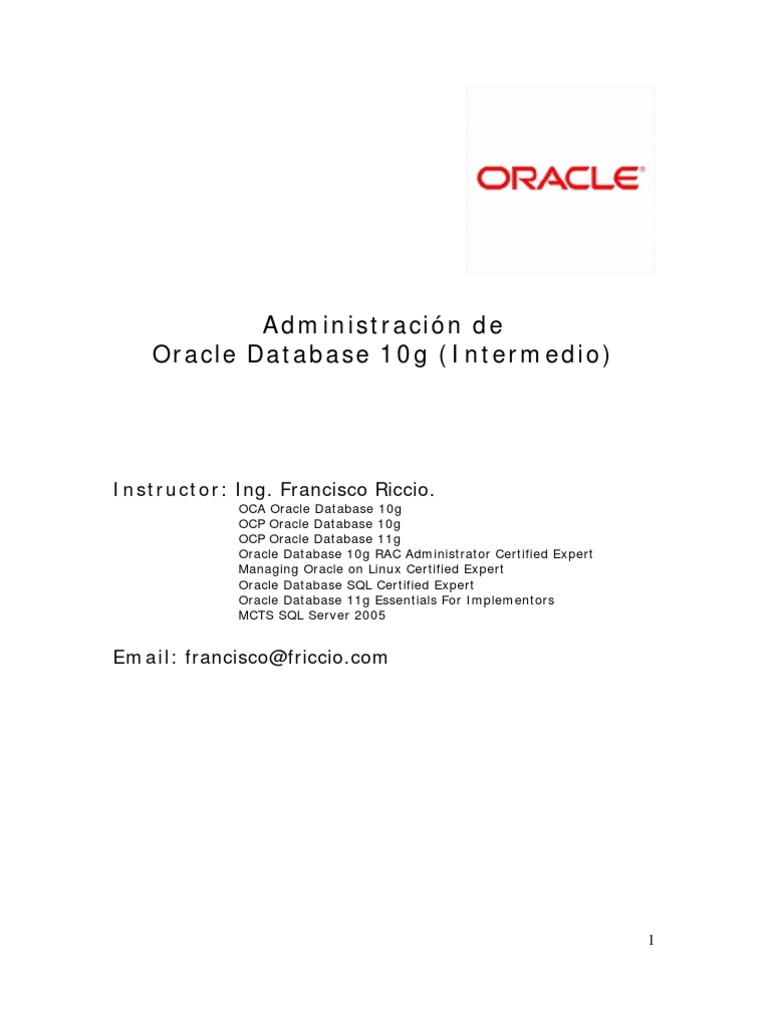 Administracion de Oracle Database 10g (Intermedio) | PDF | SQL | Base ...