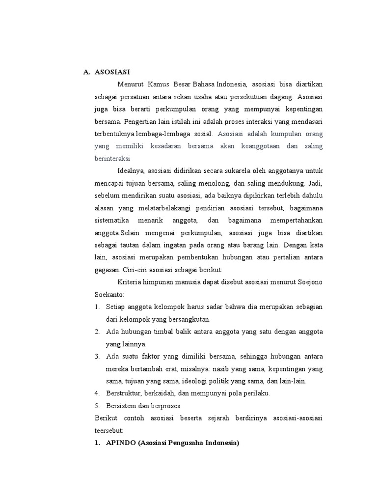 Pengertian dan Contoh Asosiasi | PDF | Karier & Perkembangan | Politik
