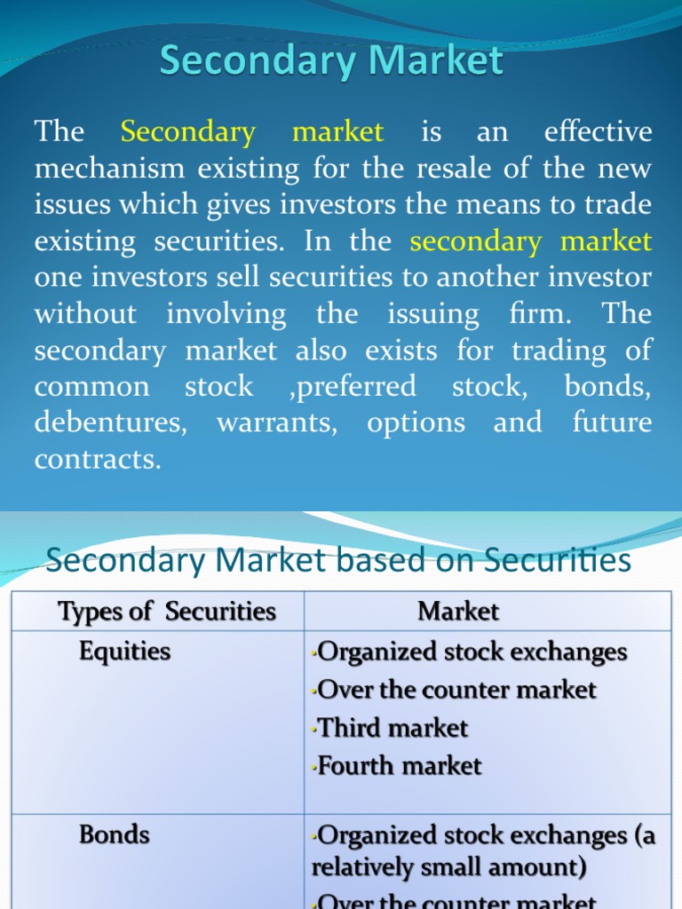 Secondary Market Structure | PDF | Order (Exchange) | Stocks