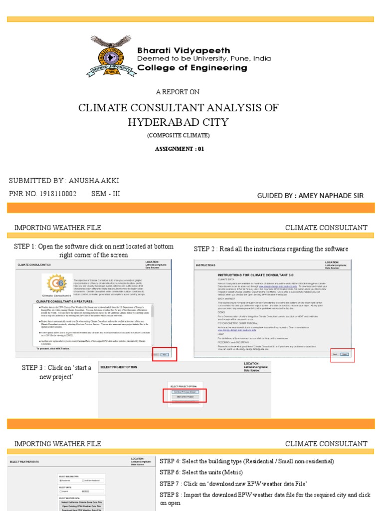 Climate Consultant Analysis of Hyderabad City: Guided By: Amey Naphade ...