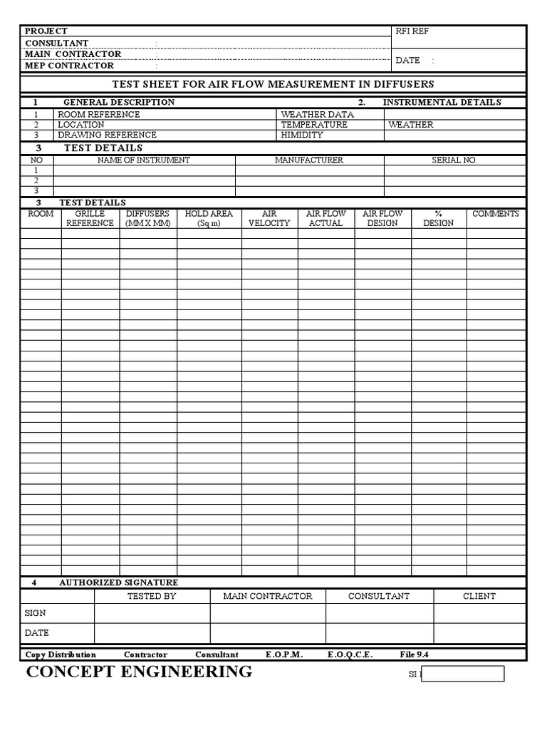 Air Flow Measurement Test Sheet | PDF